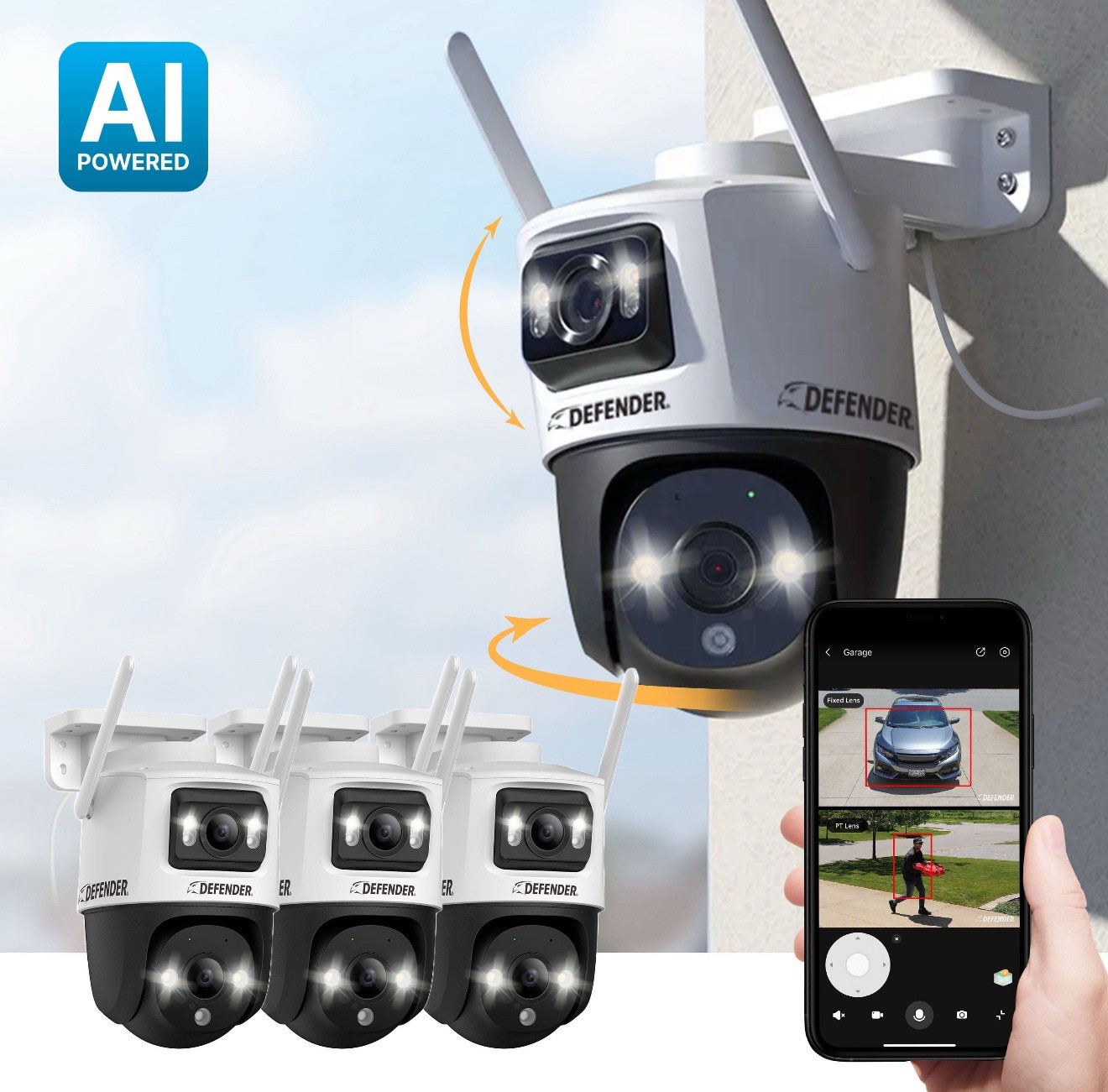 AI Powered Guard Pro 3K PLUS Dual Lens PTZ Wi-Fi 6-Plug-in Security ...