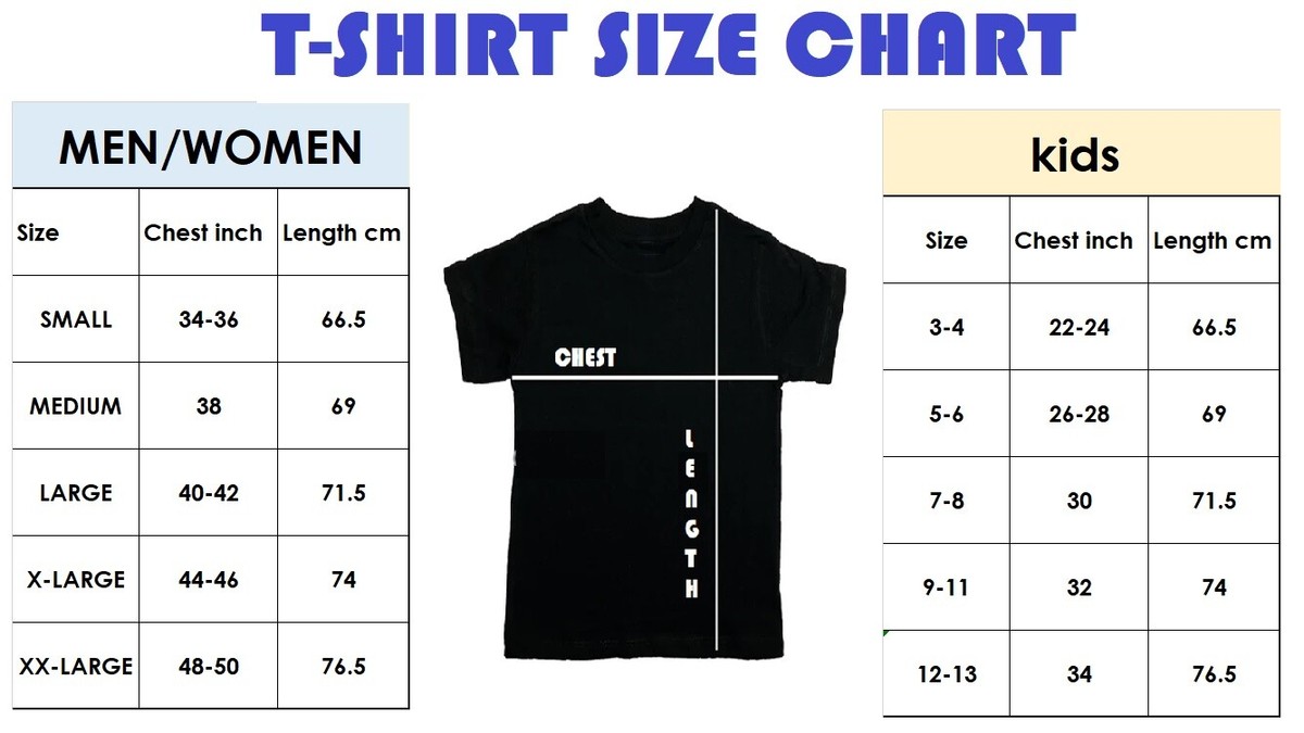 Unisex Shirt Size Conversion Chart