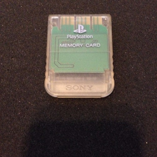 Playstation 1 Official Sony Brand memory card CRYSTAL CLEAR color PS1 ...