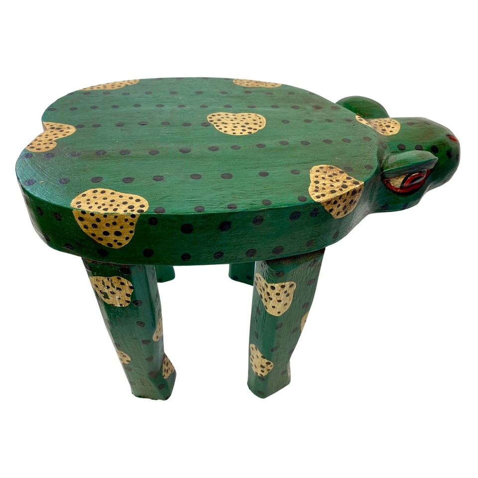 Lucky Green Frog Toad Plant Stand Balinese Hand Carved Wood Amphibian ...