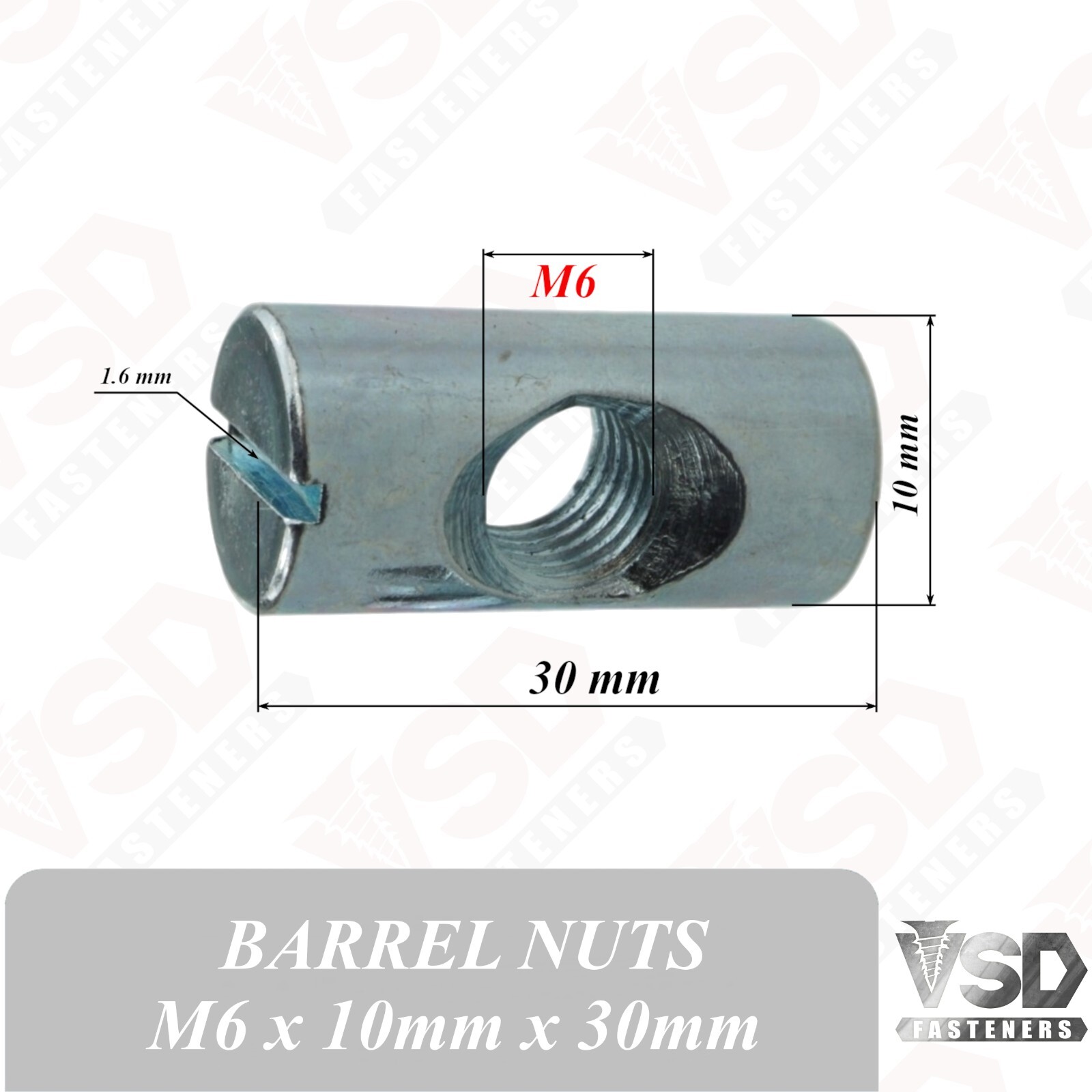 M6 M8 BARREL NUTS CROSS DOWEL CENTRE THREAD FURNITURE COT BED ...