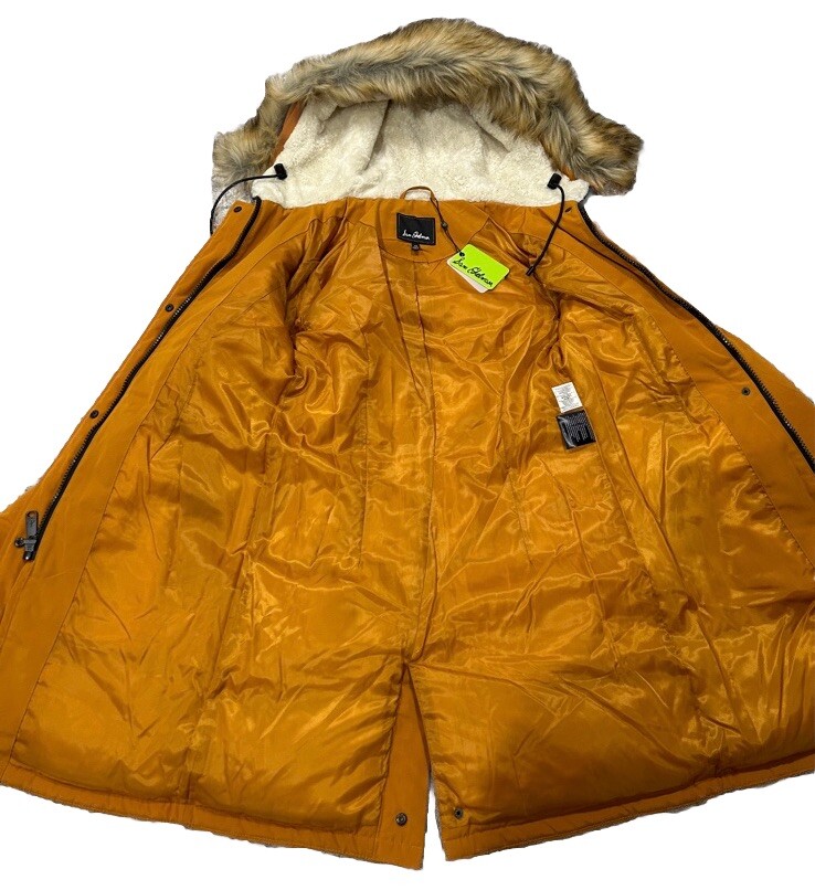 NWT Sam Edelman Golden Yellow Faux Fur Removable Hooded Down Jacket ...