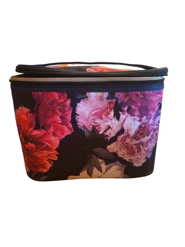 Modella Cosmetic Accessory Train Case in Midnight Blue & Pink Floral ...