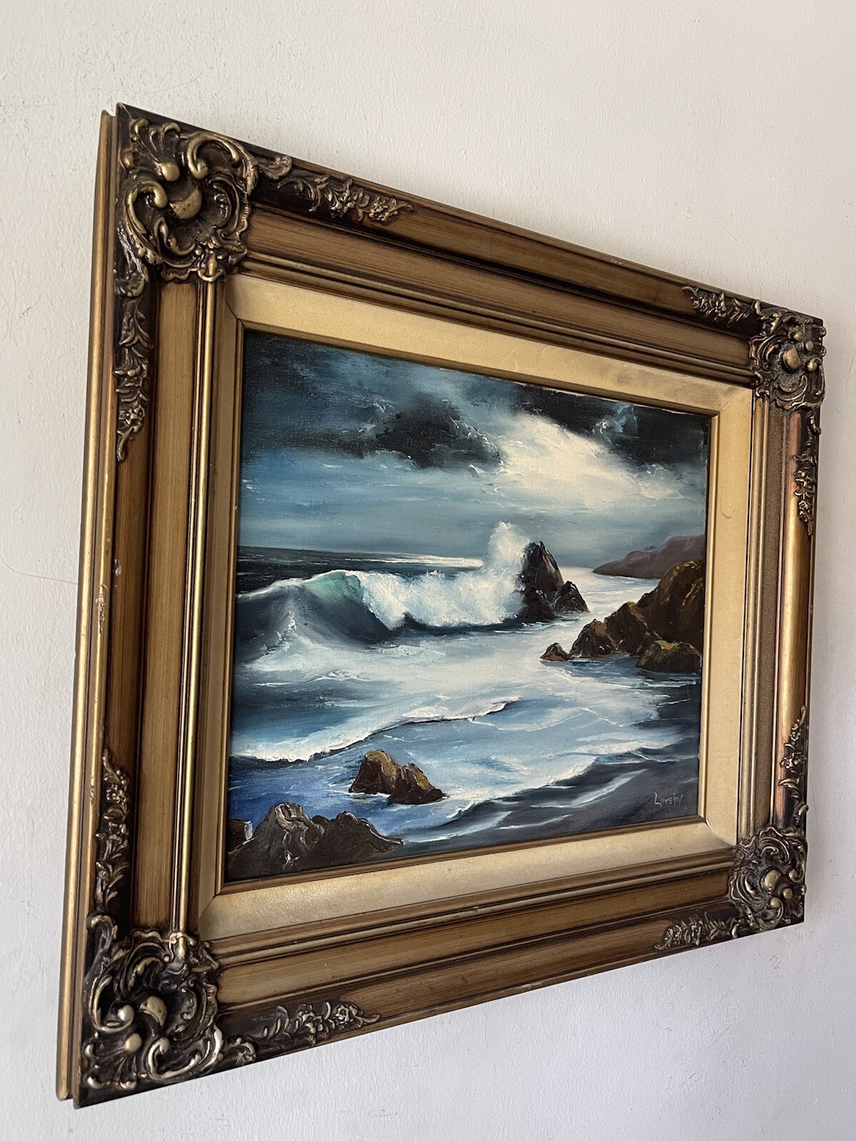 RUPERT LOVEJOY ANTIQUE OCEAN SEASCAPE COASTAL LANDSCAPE OIL PAINTING ...