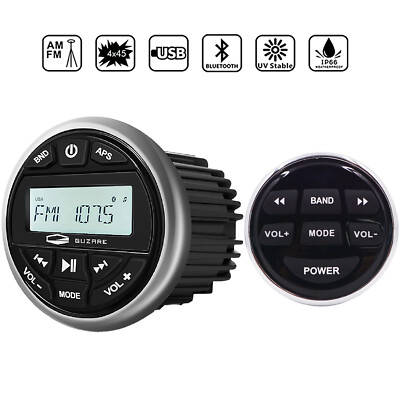 Marine Gauge FM AM Boat Radio Car ATV Bluetooth Stereo + Wired Remote ...