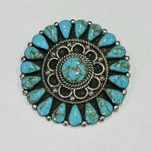 Sterling Silver Navajo Turquoise Cluster Pin Brooch Signed “M” 23 Grams ...