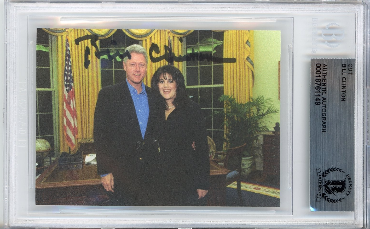 PRESIDENT BILL CLINTON SIGNED AUTOGRAPH MONICA LEWINSKY CUT AUTO ...
