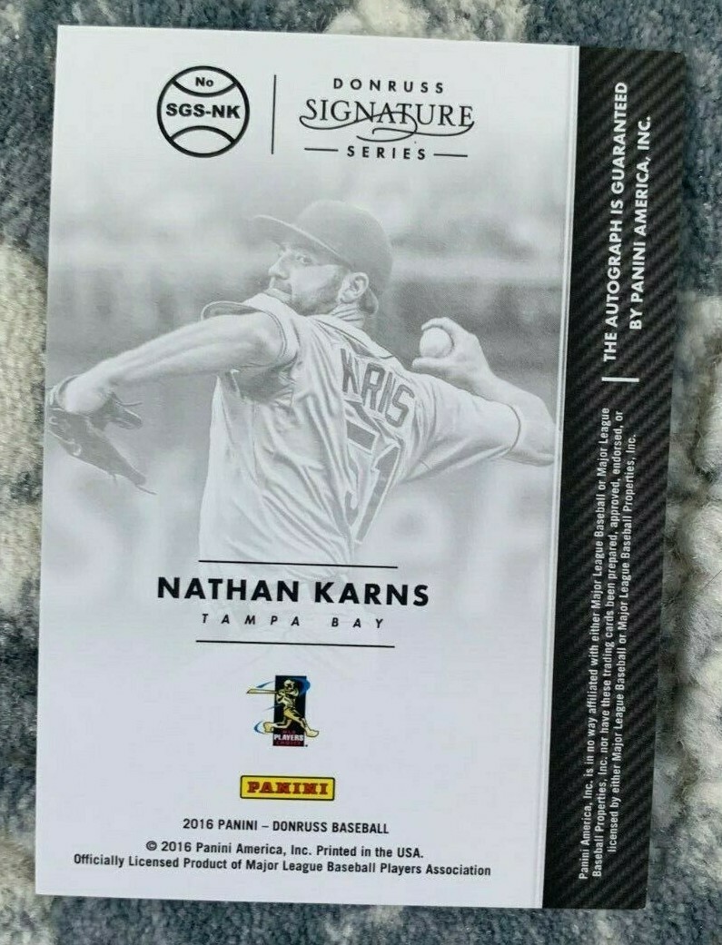 Nathan Karns 2016 Donruss Baseball Auto Card #SGS-NK blue /99 | eBay