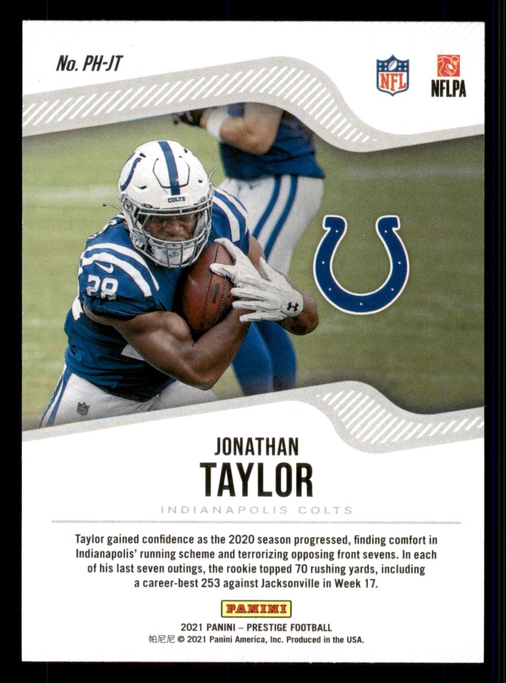 2021 Panini Prestige Jonathan Taylor #PH-JT Power House Indianapolis ...