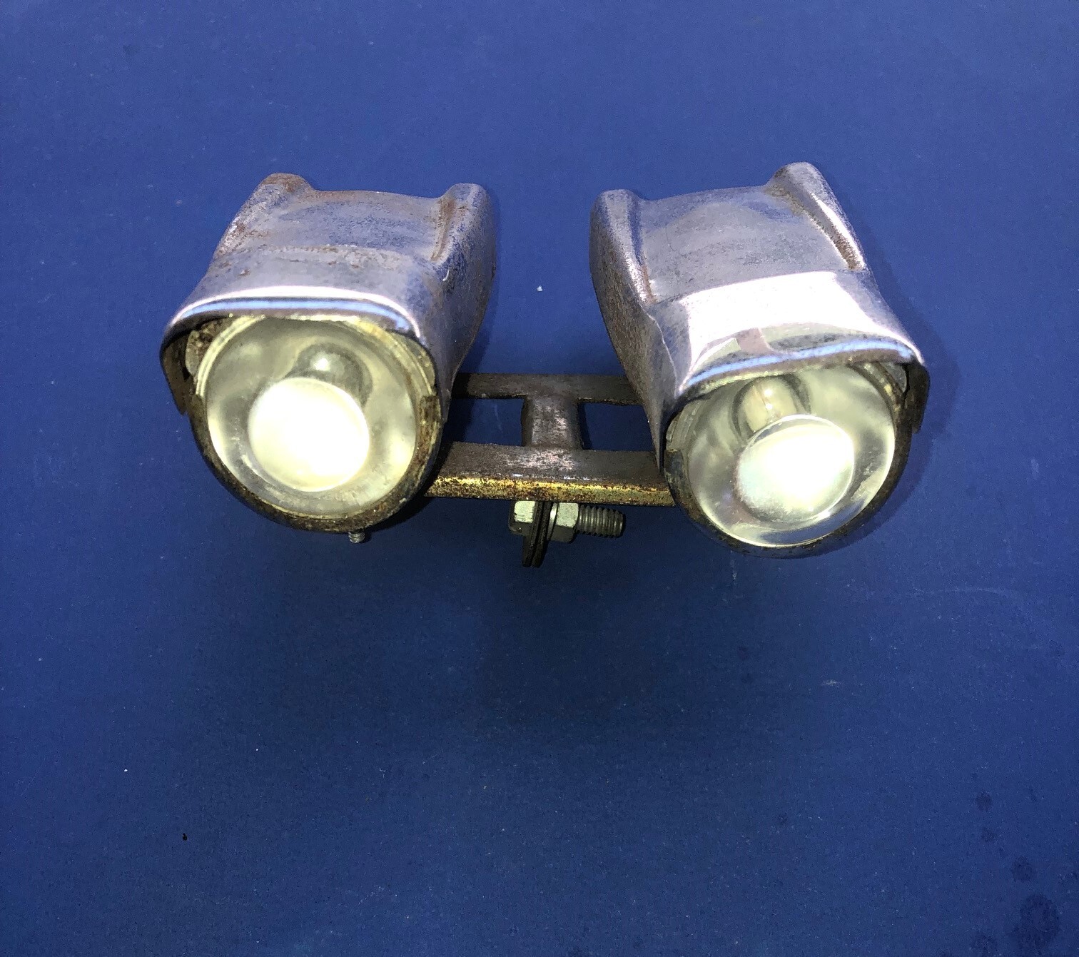 Vintage Enwell DUAL BICYCLE HEADLIGHT Bike Twin D-CELL Battery Powered ...