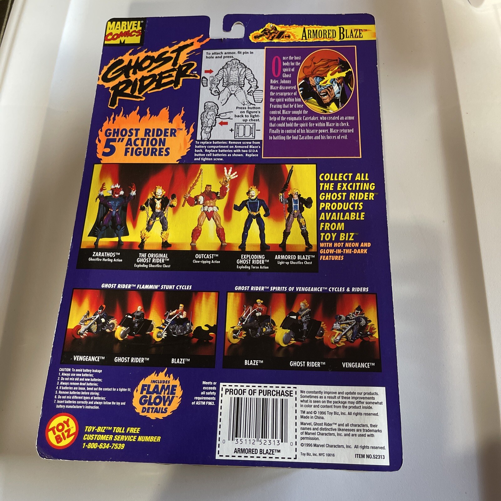 ToyBiz Ghost Rider Armored Blaze Light up Fire Action Figure Flame Glow ...