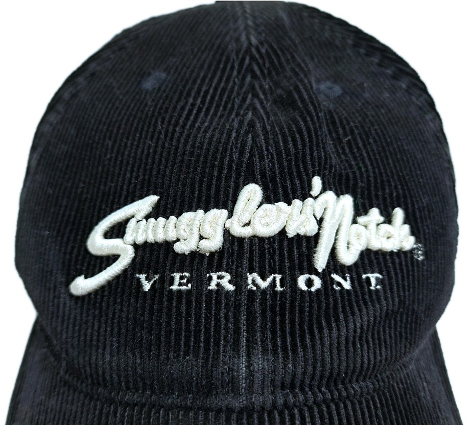 Smugglers Notch Vermont Corduroy Hat Black Adjustable Strapback Vintage ...
