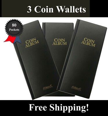 3 Mini Coin Album Wallets Stock Book for 80 2x2 Flips Holder Storage ...