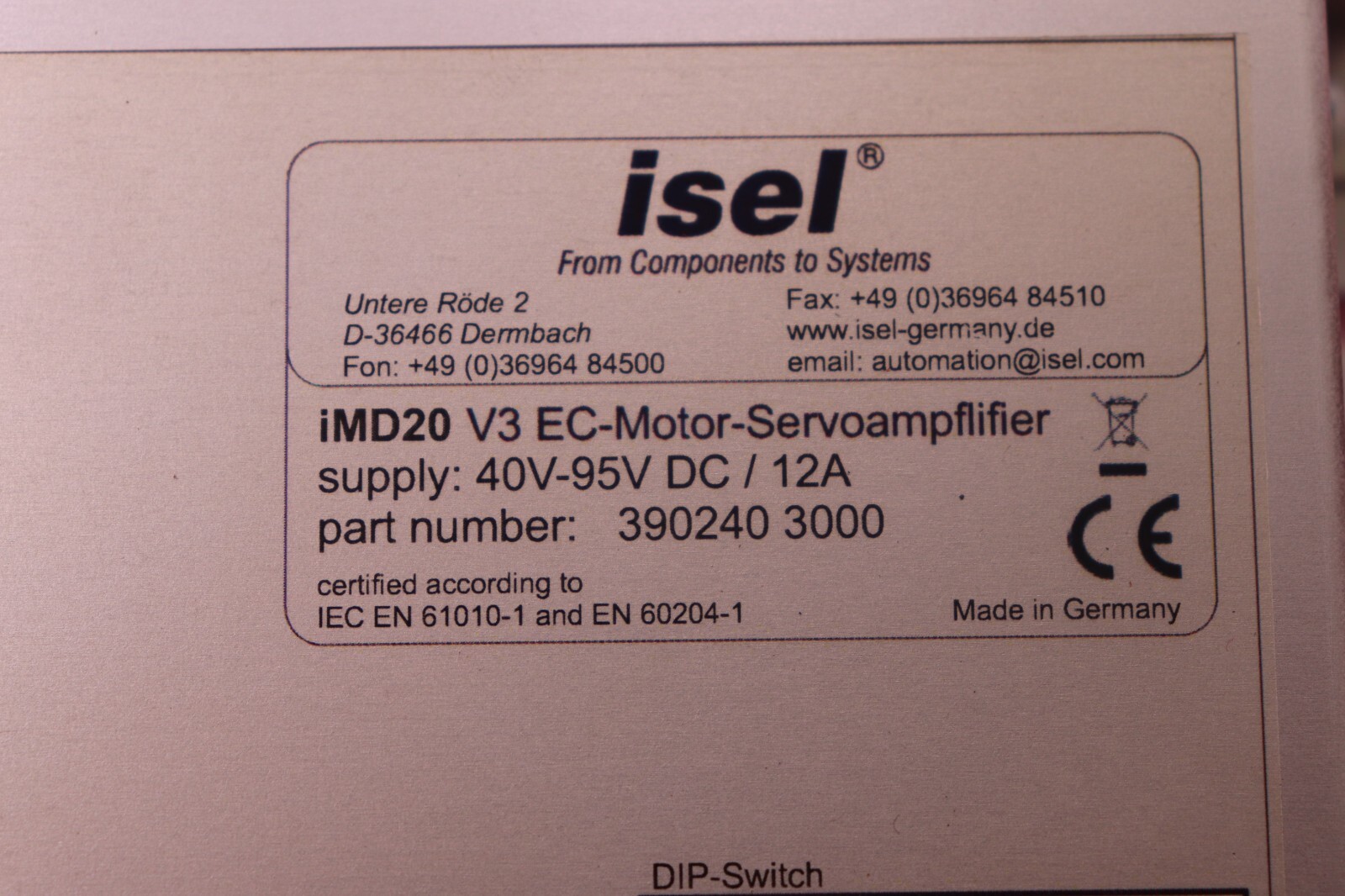 Isel - iMD20 V3 EC-Motor-Servoampflifier 390240 3000 - Antriebsregler ...