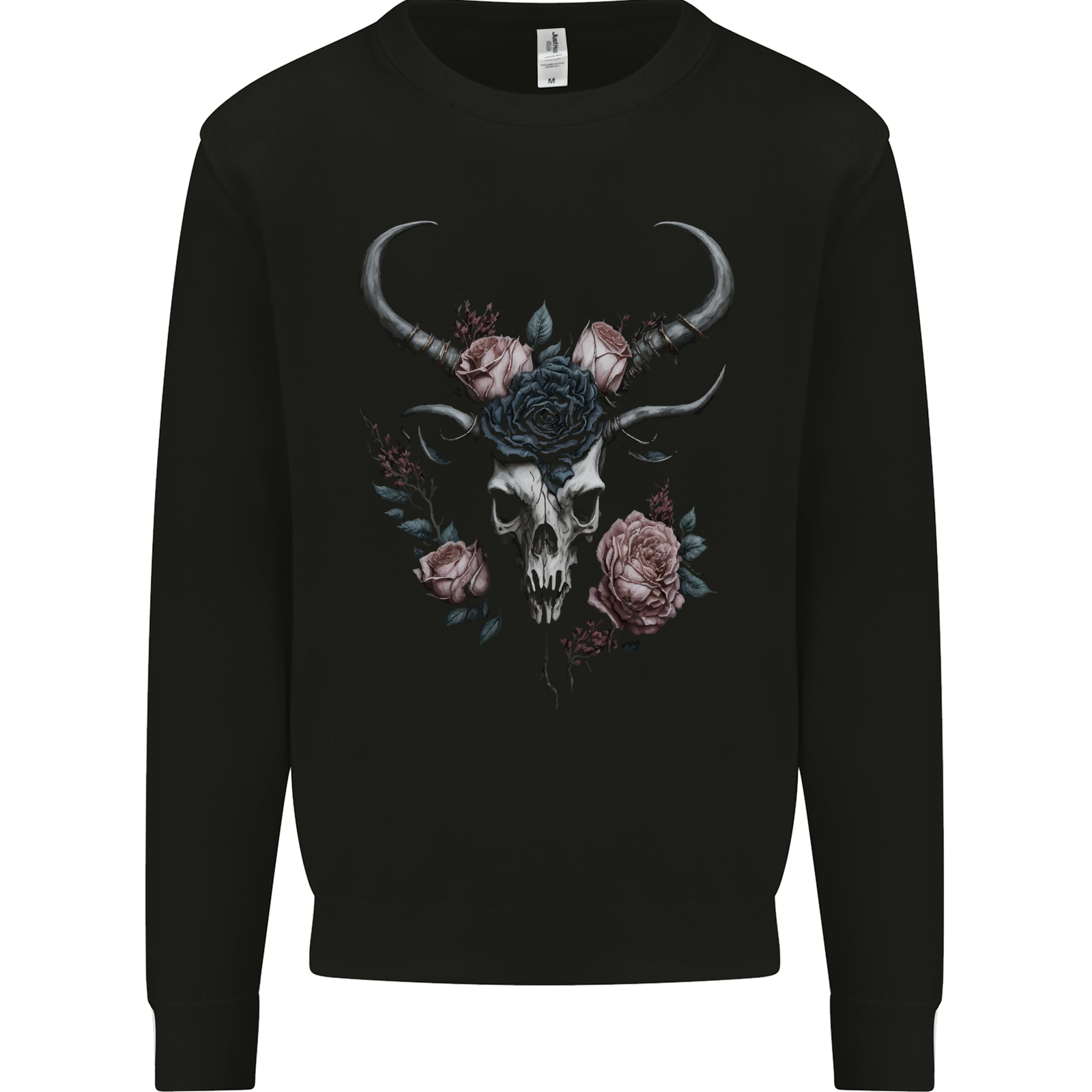 A Gothic Goat Skull With Flowers Roses Goth Mens Sweatshirt Jumper | eBay
