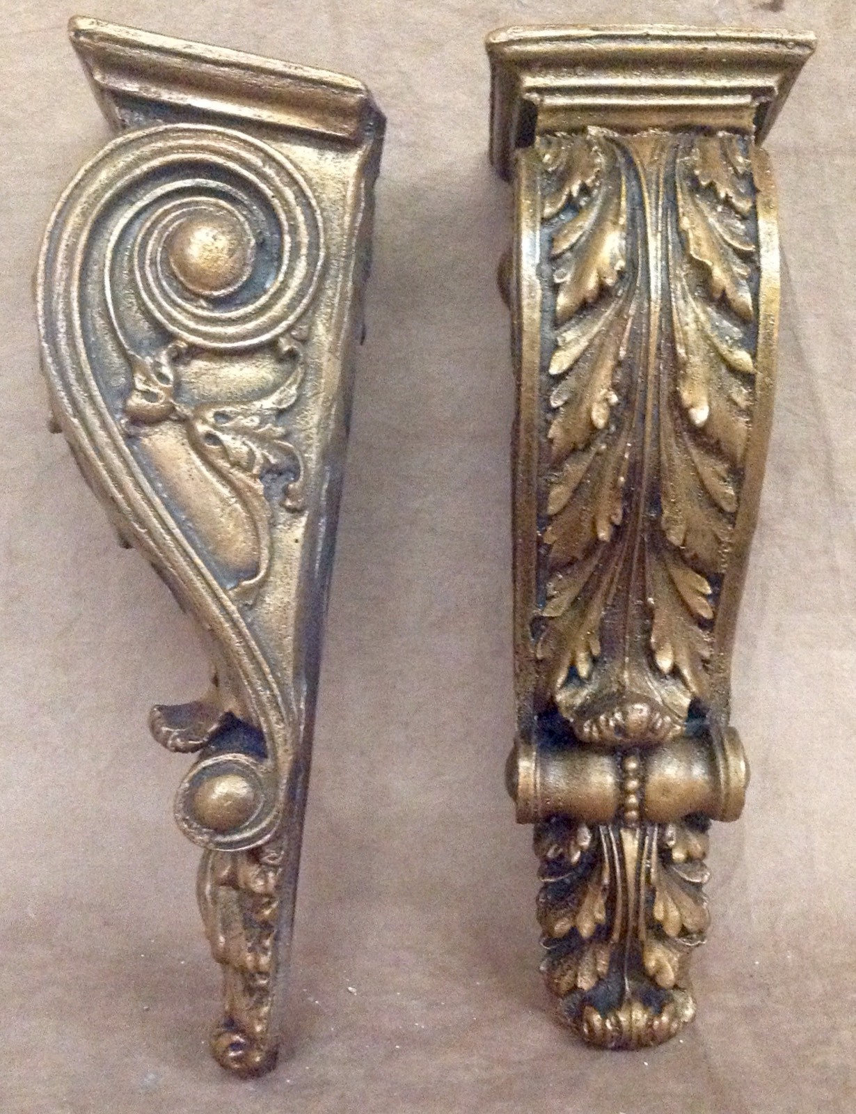 Shelf Acanthus leaf Wall Corbel Sconce Bracket Home Decor Pair Bronze ...