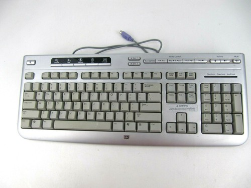 HP 5187 5187-7583 WIRED KEYBOARD PS/2 PS2 MEDIA MULTIMEDIA SILVER ...