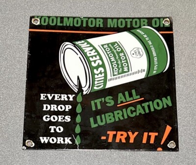 VINTAGE KOOLMOTOR KOOL MOTOR LUBRICANT PORCELAIN SIGN CAR GAS OIL ...