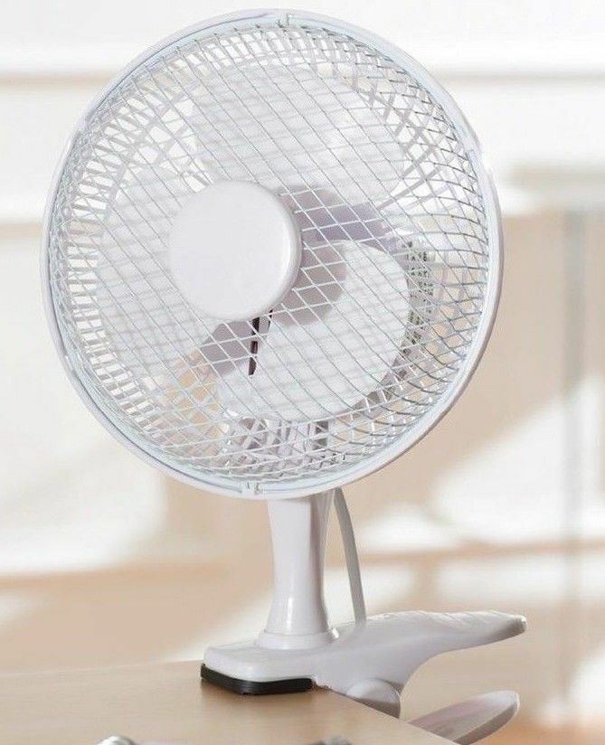 6" Inch Clip-On Fan White Small Portable Desktop Fan 2 Speed Tilts Up ...