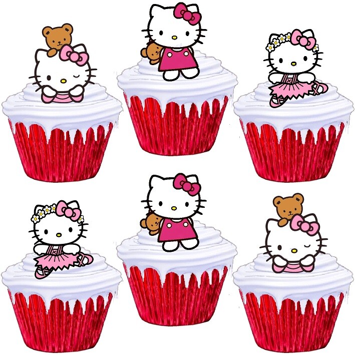 Hello Kitty Cupcake Toppers Hello Kitty Cake Toppers, 25 Pieces Hello
