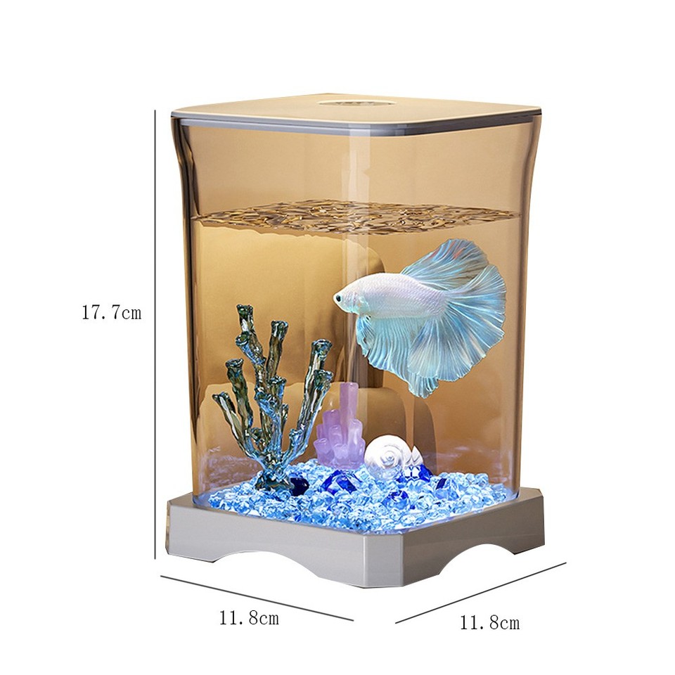 Fish Tank Aquarium Mini Desktop Rectangular Fish Tank With Atmosphere ...