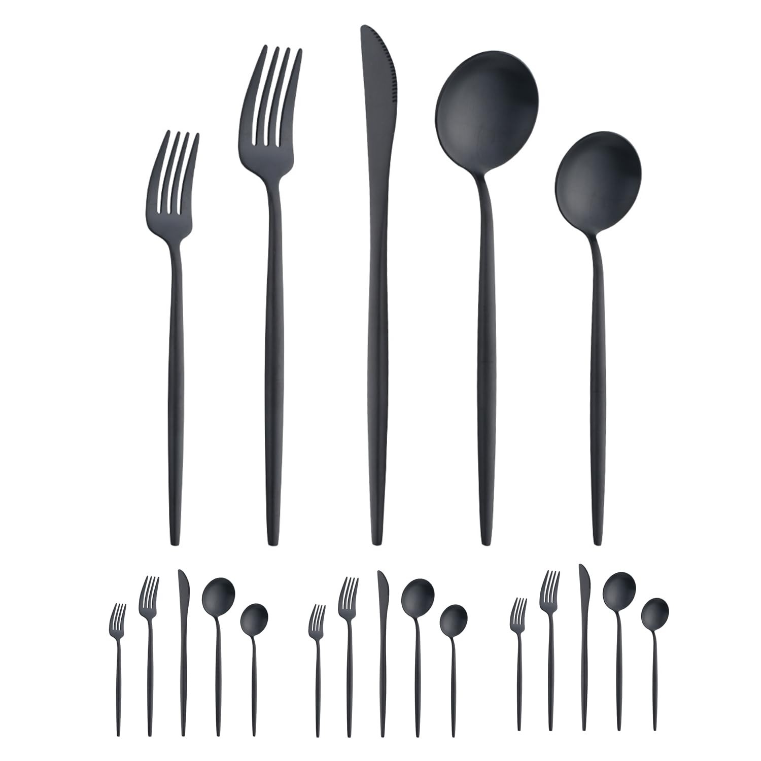 Matte Black Silverware Set, 20-Piece Stainless Steel Flatware Set ...