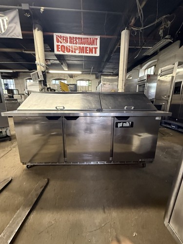 BEVERAGE AIR SPE72-30M 72" USED MEGATOP SANDWICH PREP TABLE COOLER ...