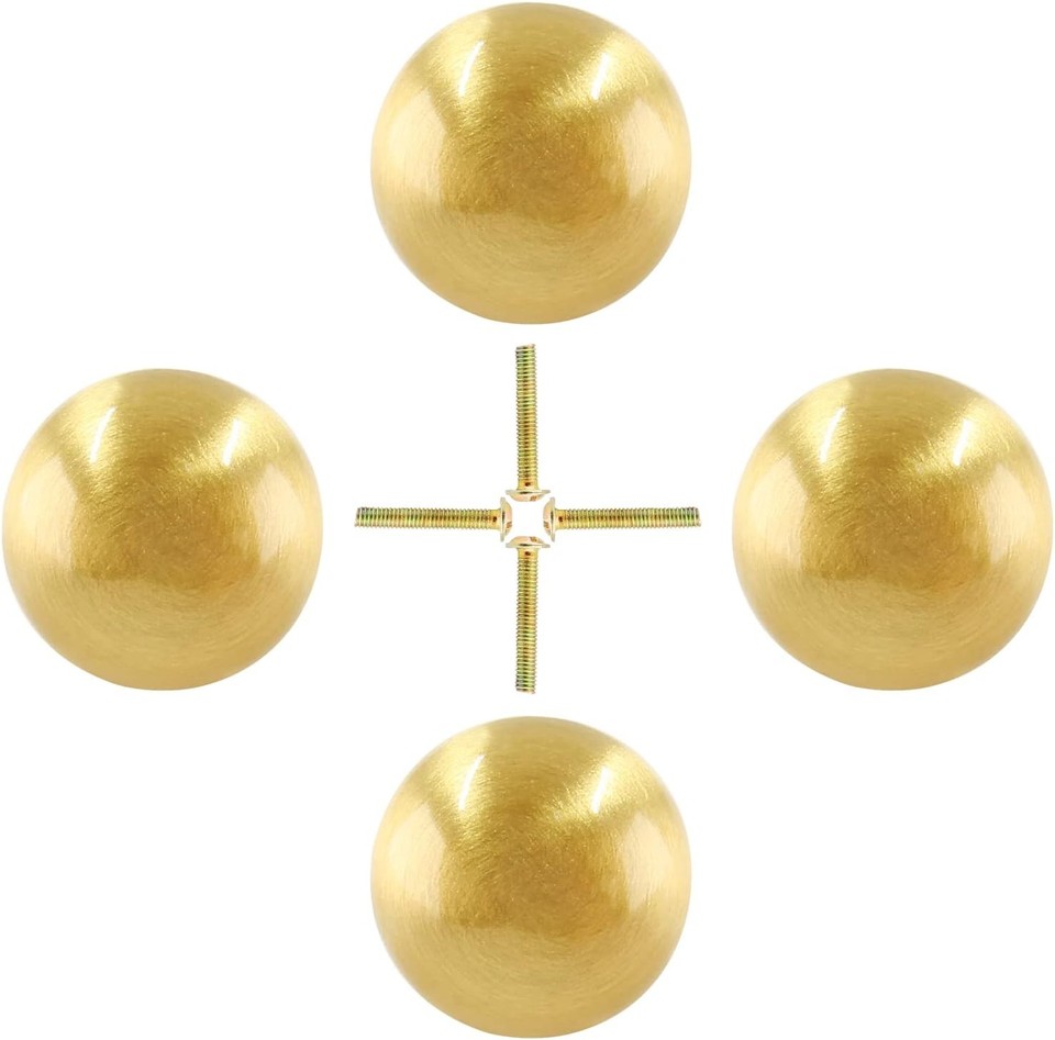 4 Packs Mini Round Solid Brass Knobs, 1/2 Inch Diameter Brass Pulls ...