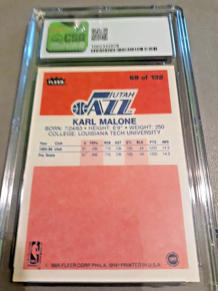 "1986-87" Fleer Karl Malone- Rookie Card #68 CSG 7.5 | eBay