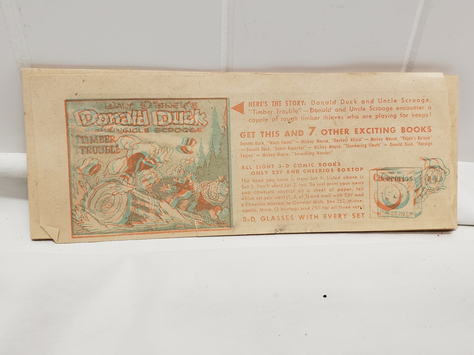 1954 Disney Mickey Mouse Secret of the Ming Vase 3D Mini Comic Cheerios ...