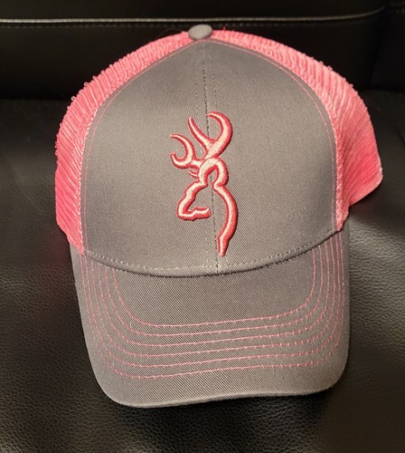 Browning Flashback Baseball Cap Snap Back Closure Charcoal/Neon Pink | eBay