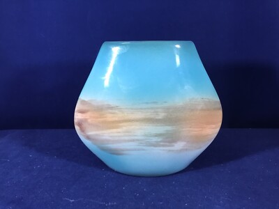 JUDITH STILES Studio Art Pottery 5-1/2”h Oblong VASE Desert Horizons ...