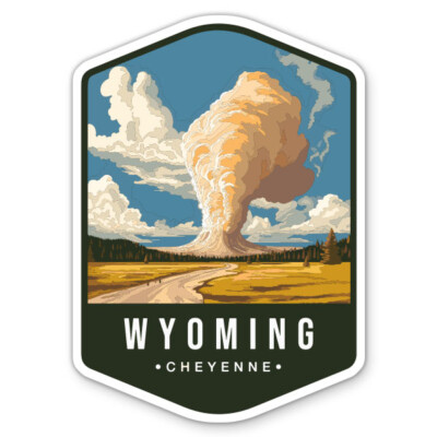 Wyoming State Badge Travel Vinyl Sticker - for Water Bottle Phone Car ...