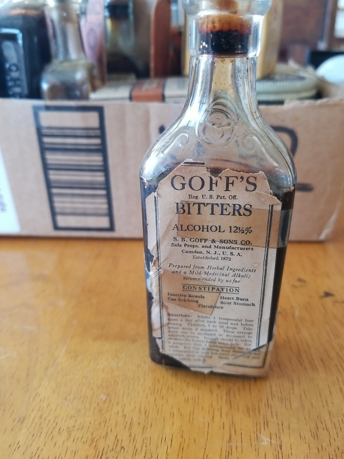 1890s Labeled S.B. Goff's Herb Bitters Clear Bottle 5" N42 | eBay