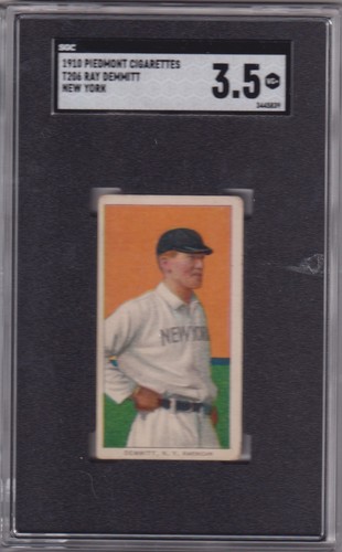 1910 T206 RAY DEMMITT SGC 3.5 VG+ 'Very Good Plus' PIEDMONT 350 'NEW ...