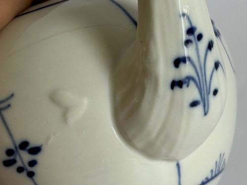 Antique Rauenstein German Porcelain Teapot Blue & White Strawflower ...