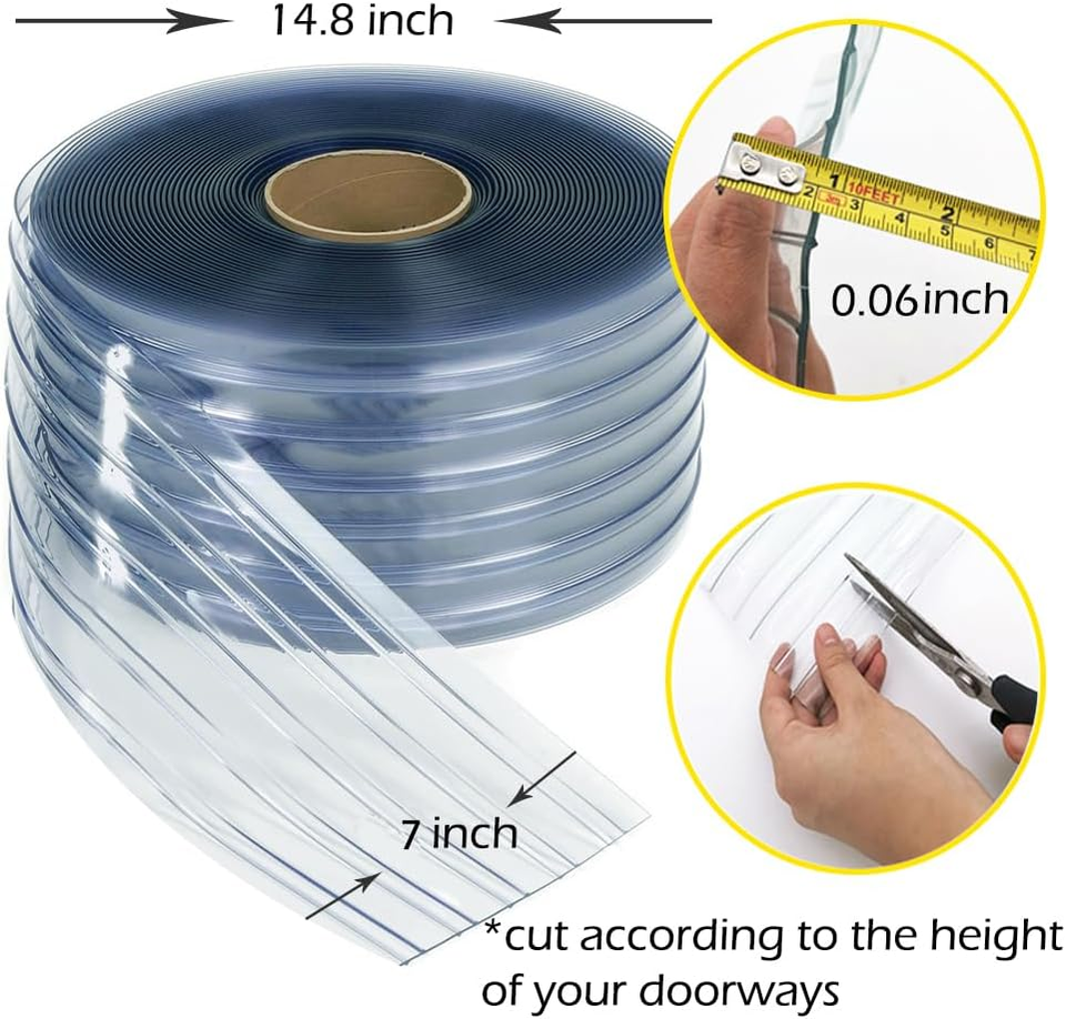 Plastic Vinyl Strip Door Curtain – 148 Feet Clear Ribbed PVC Curtain ...