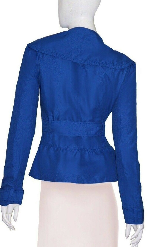 Yoki Trench Coat NWT Sz Small Blue Belted Double Breasted Pockets Lined ...