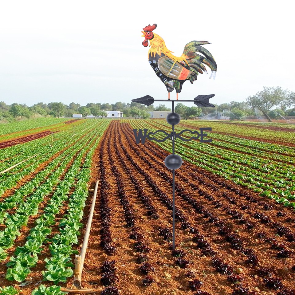 NEW IRON ROOSTER COCKEREL WEATHER VANE WEATHERVANE GARDEN OUTDOOR WIND ...