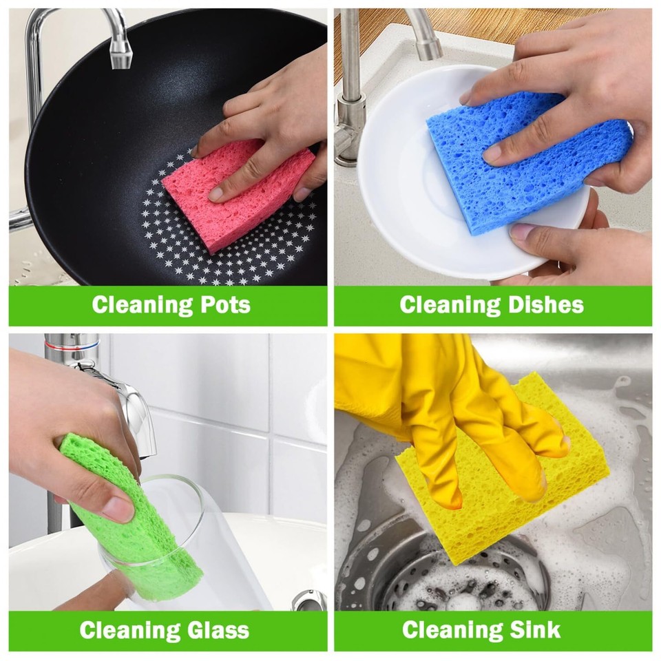 24 Pack Kitchen Sponges Compressed Sponges for Cleaning Reusable Dish ...