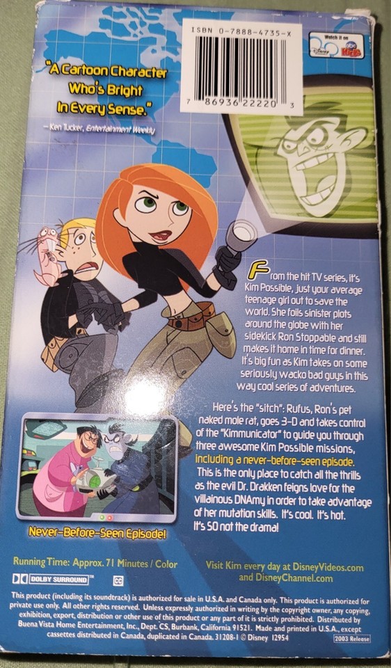 Kim Possible - The Secret Files (VHS, 2003, Paper Sleeve Packaging ...