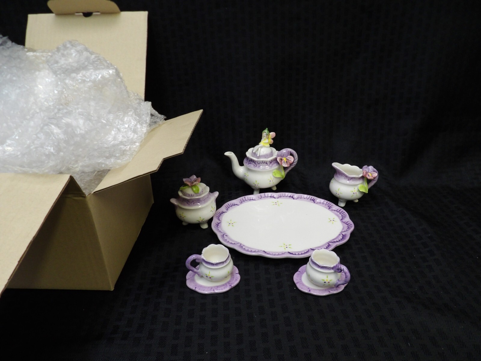 Purple with Fairy 10 piece miniature tea set #806 | eBay