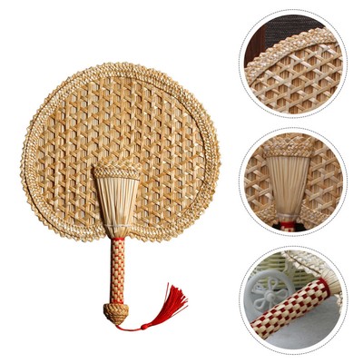 Wicker Fan Straw Handheld Fans Palm Leaf for Camping Home Wall ...