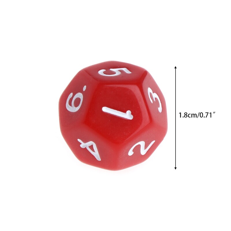 10Pcs 20mm 0.70In Acrylic Dices 12 Sided Digital Number Cubes Round ...