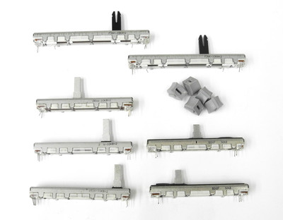 Large Lot Of 12 New Alps 60mm 70mm Faders & Knobs For Small Mixers Etc ...