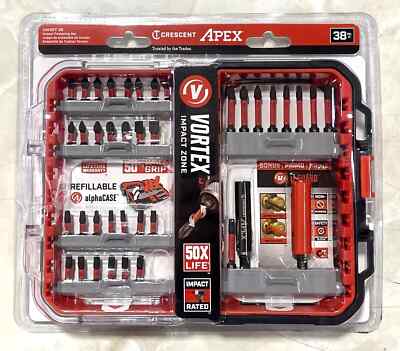 NEW Crescent 38 Piece VORTEX Bit Holding Fastening Set Impact Rated ...