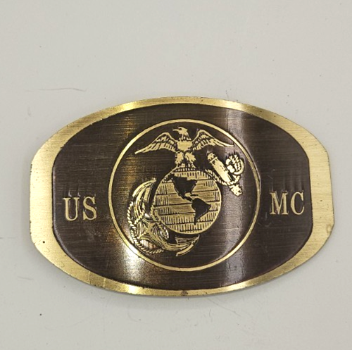 USMC Belt Buckle Metal Arts D.C. Eagle Globe Anchor Brass Tone Military ...