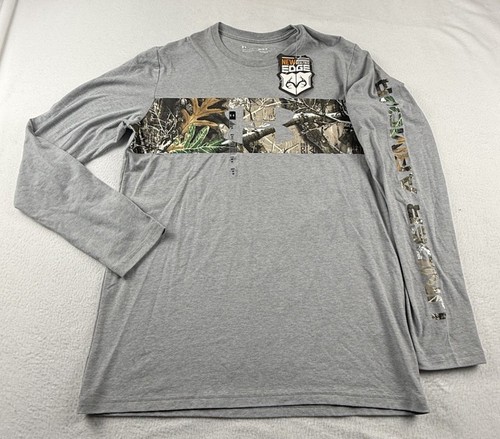 NWT Under Armour RealTree Camo Graphic Men's M Gray Long Sleeve T-shirt ...