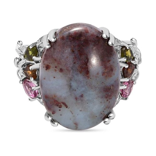 TJC Zimbaprase and Multi Tourmaline Cocktail Ring in Silver TCW 15.22ct ...