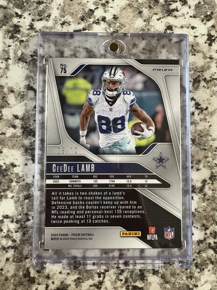 2024 Panini Prizm Ceedee Lamb /10 Neon Green No Huddle #75 SSP CASE HIT ...